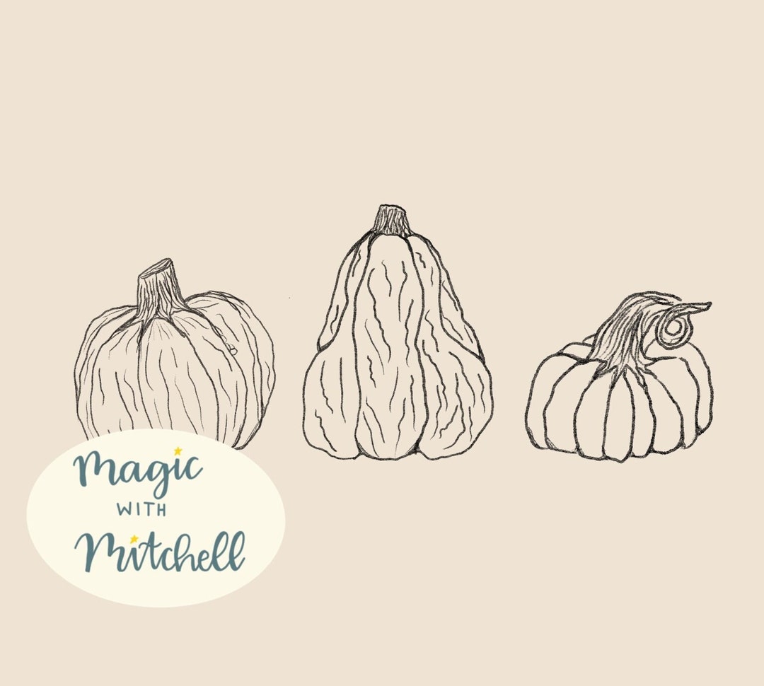 Three Pumpkins Sketch SVG File - Etsy