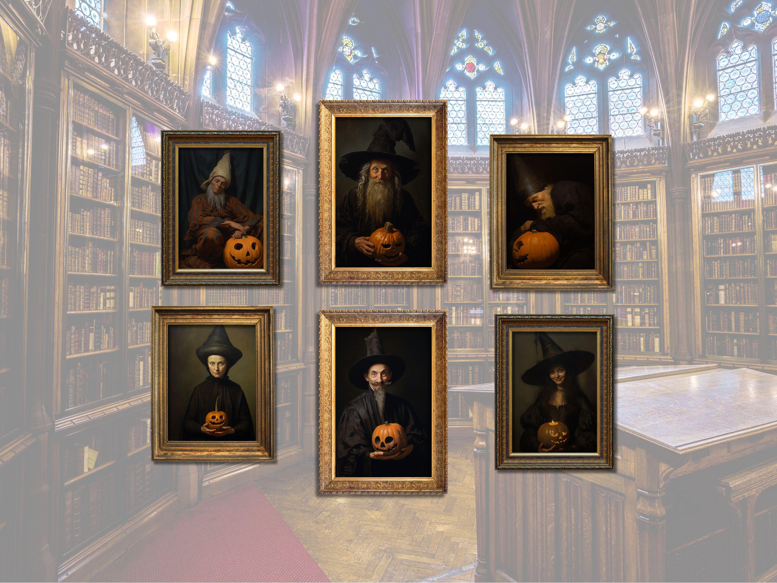 Halloween Witch and Wizard Portraits, Set of 9 Antique Printable Art ...