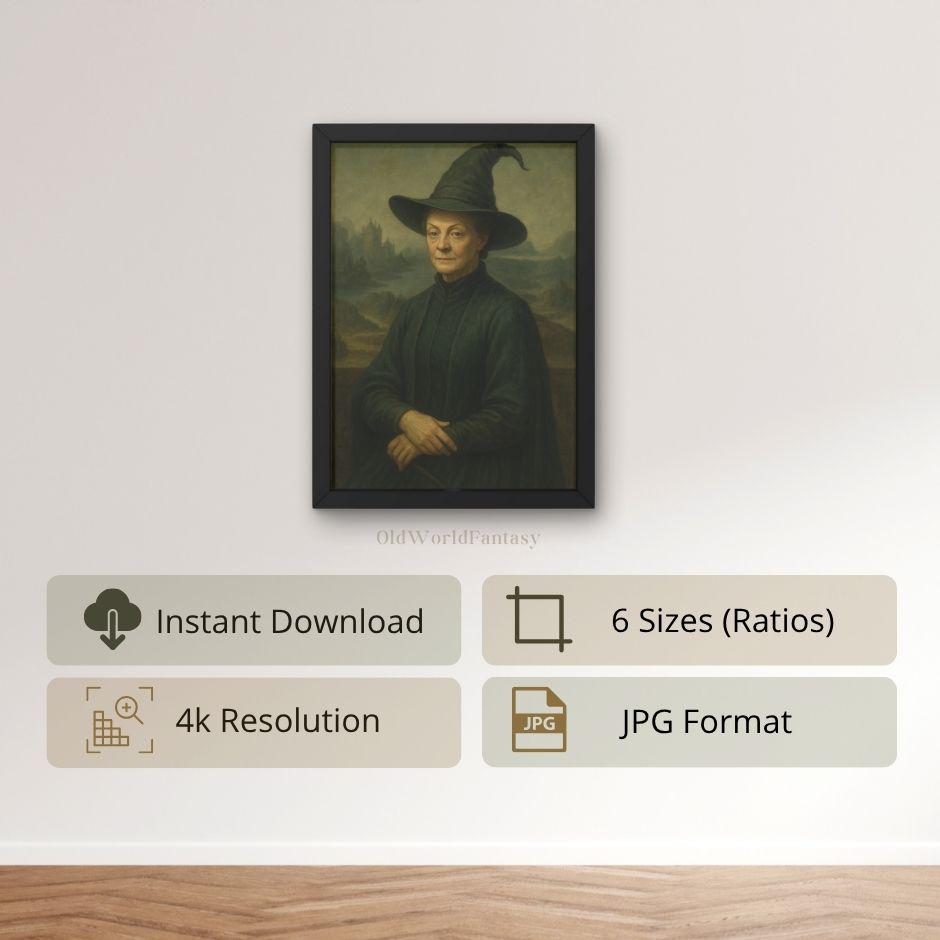 Wizard Professor Portrait, Printable Wall Art, Gioconda Renaissance ...