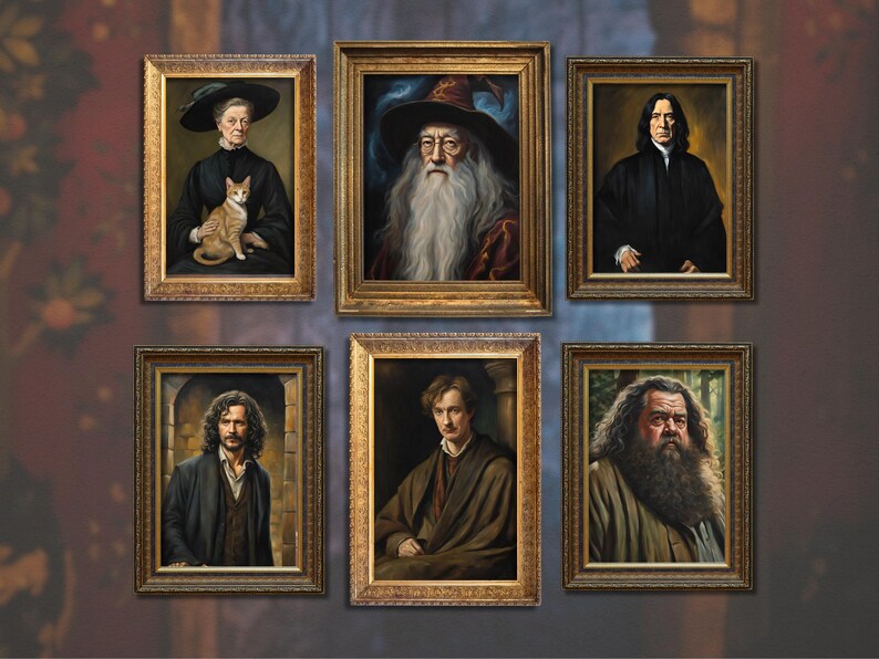 Set of +20 Wizard and Witch Portraits: DIY Gold Frame Prints, Magic ...
