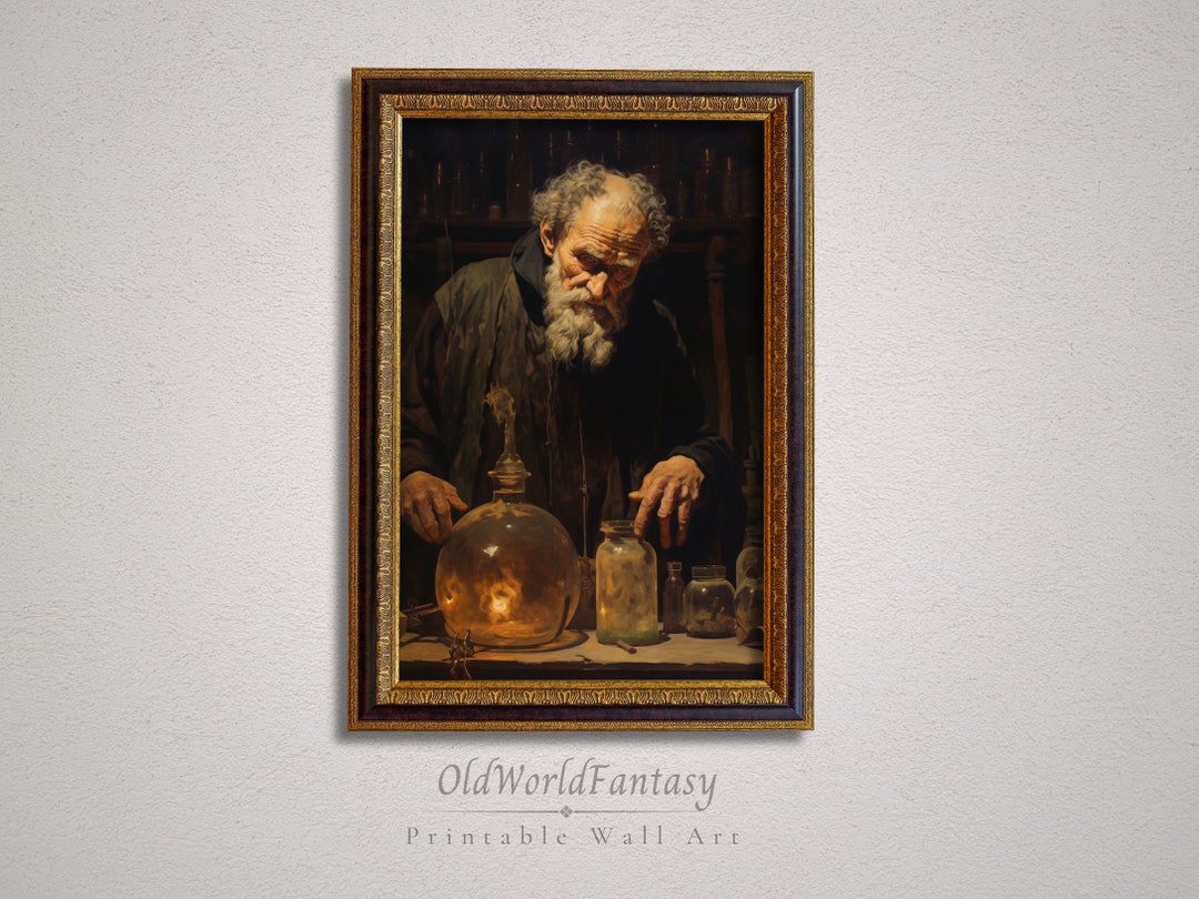 Alchemist Portrait Paint Printable Vintage Wall Art School - Etsy