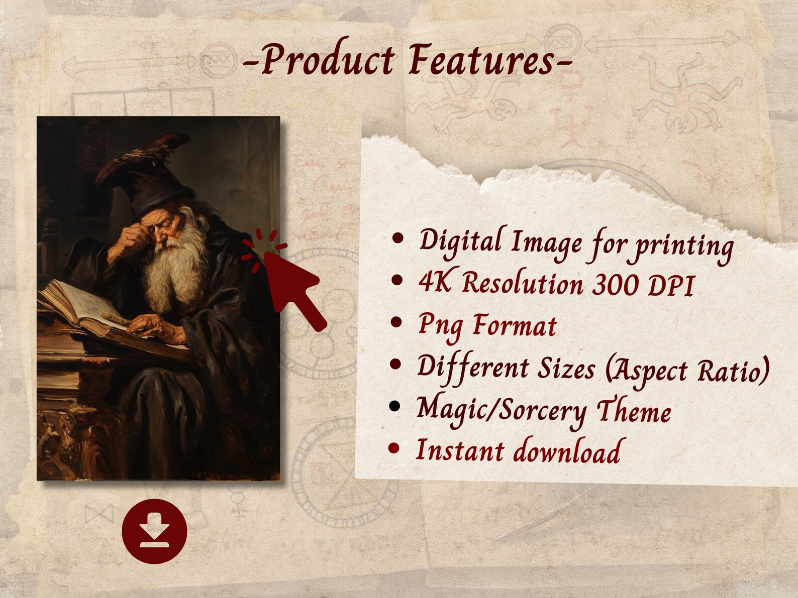 Wizard Portrait Paint Printable Vintage Wall Art School of - Etsy