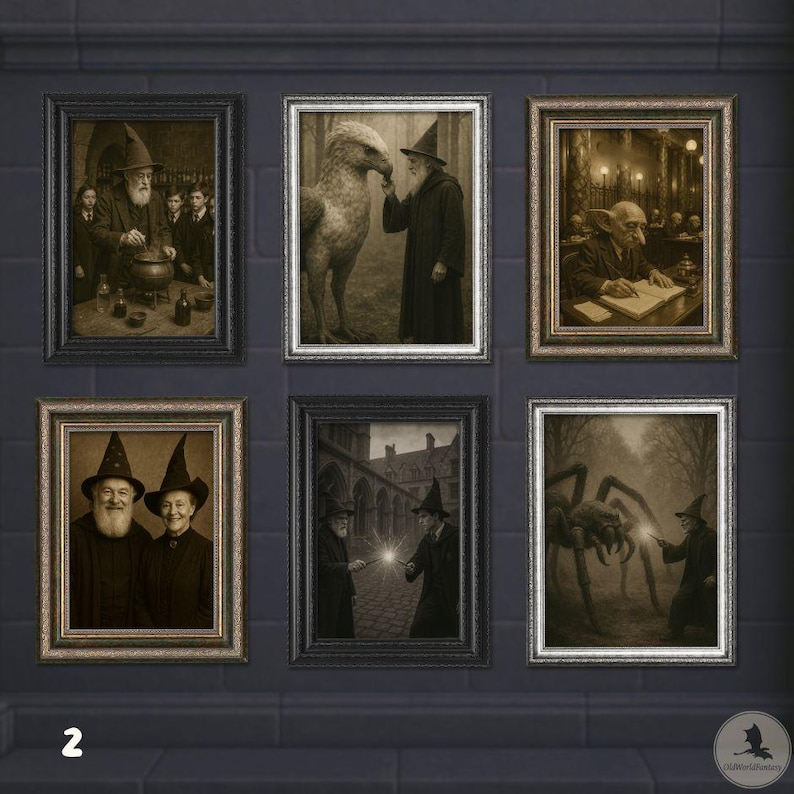 Antique Wizard Archive: Bundle of 30 Retro-style Wizard Portraits, Dark ...