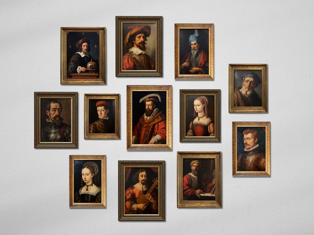 Portraits of Wizards & Witches Medieval Castle Wall Set of 12 Vintage ...