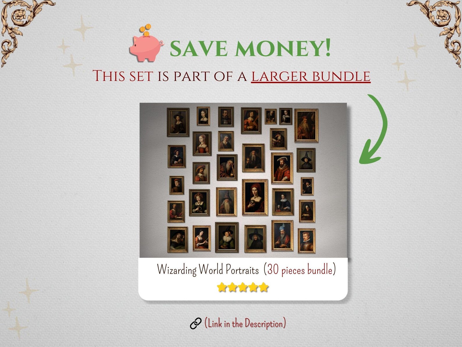 Portraits of Wizards & Witches | Medieval Castle Wall | Set of 12 ...
