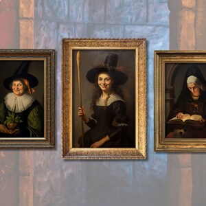 Portraits of Witches Gallery Wall | Set of 9 Antique Printable Art | School of Witchcraft and ...