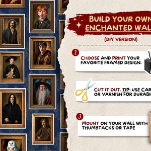 Set of +20 Wizard and Witch Portraits: DIY Gold Frame Prints, Magic ...