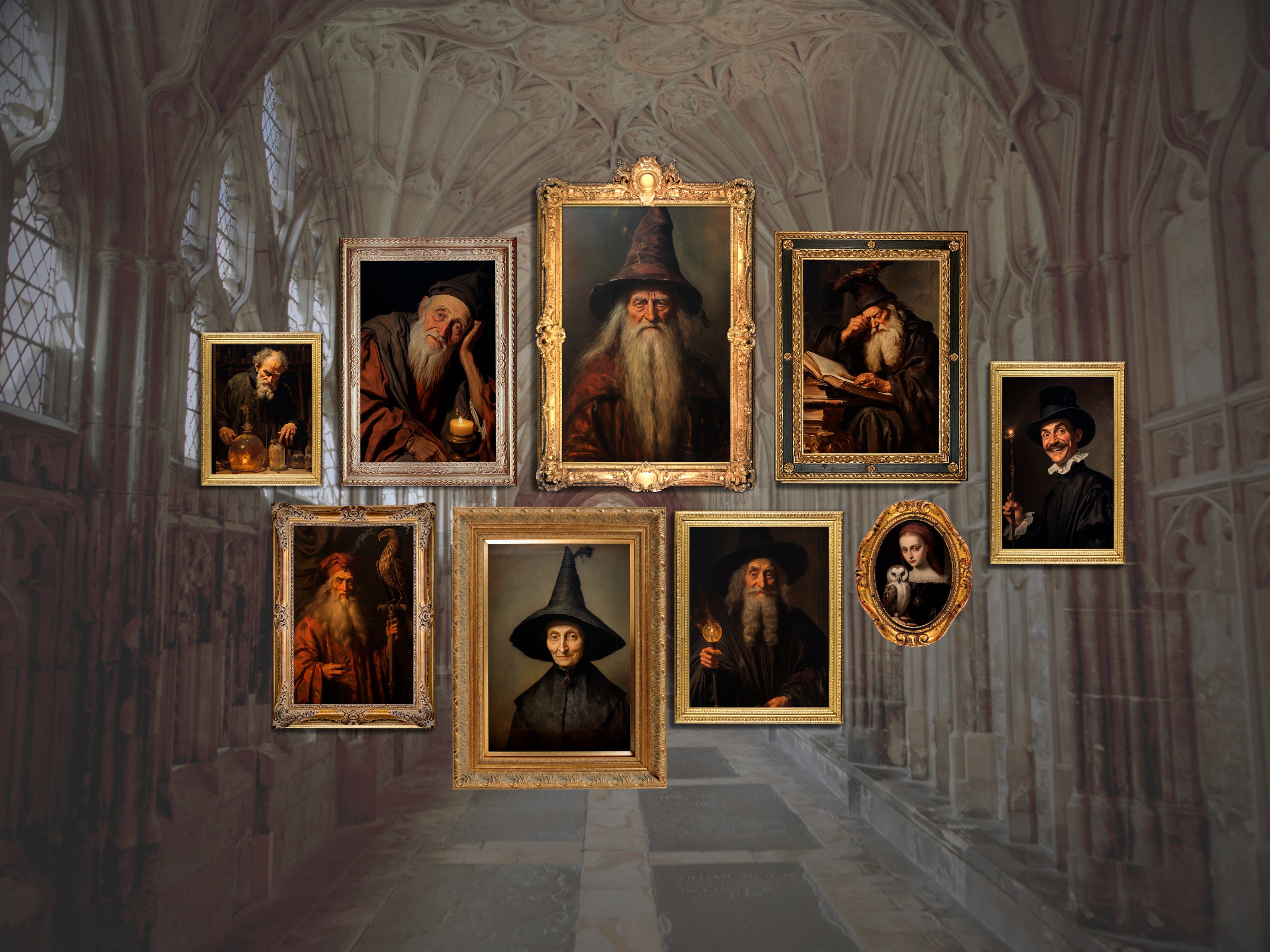 Wizard Portrait Paint Printable Vintage Wall Art School of - Etsy