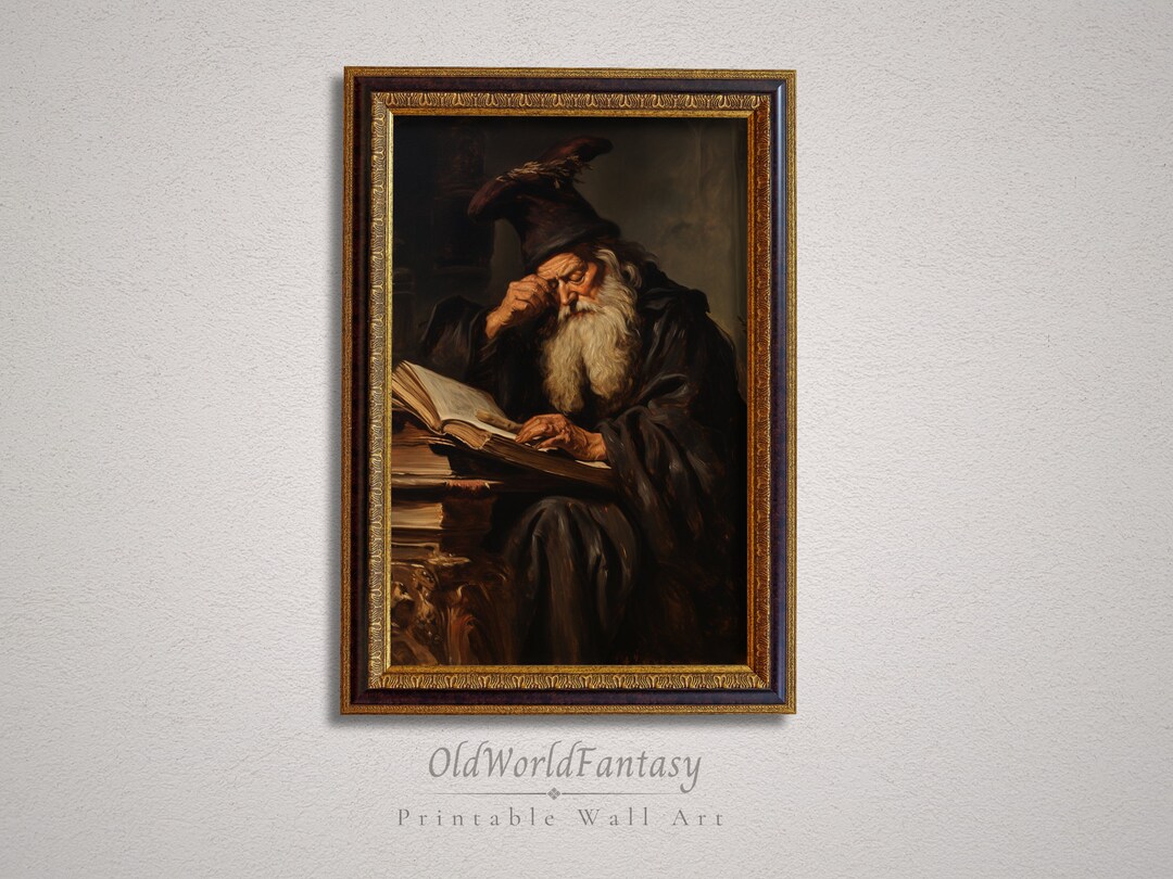 Wizard Portrait Paint Printable Vintage Wall Art School of - Etsy