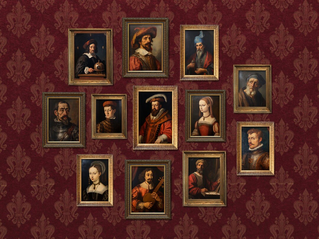 Portraits of Wizards & Witches | Medieval Castle Wall | Set of 12 ...