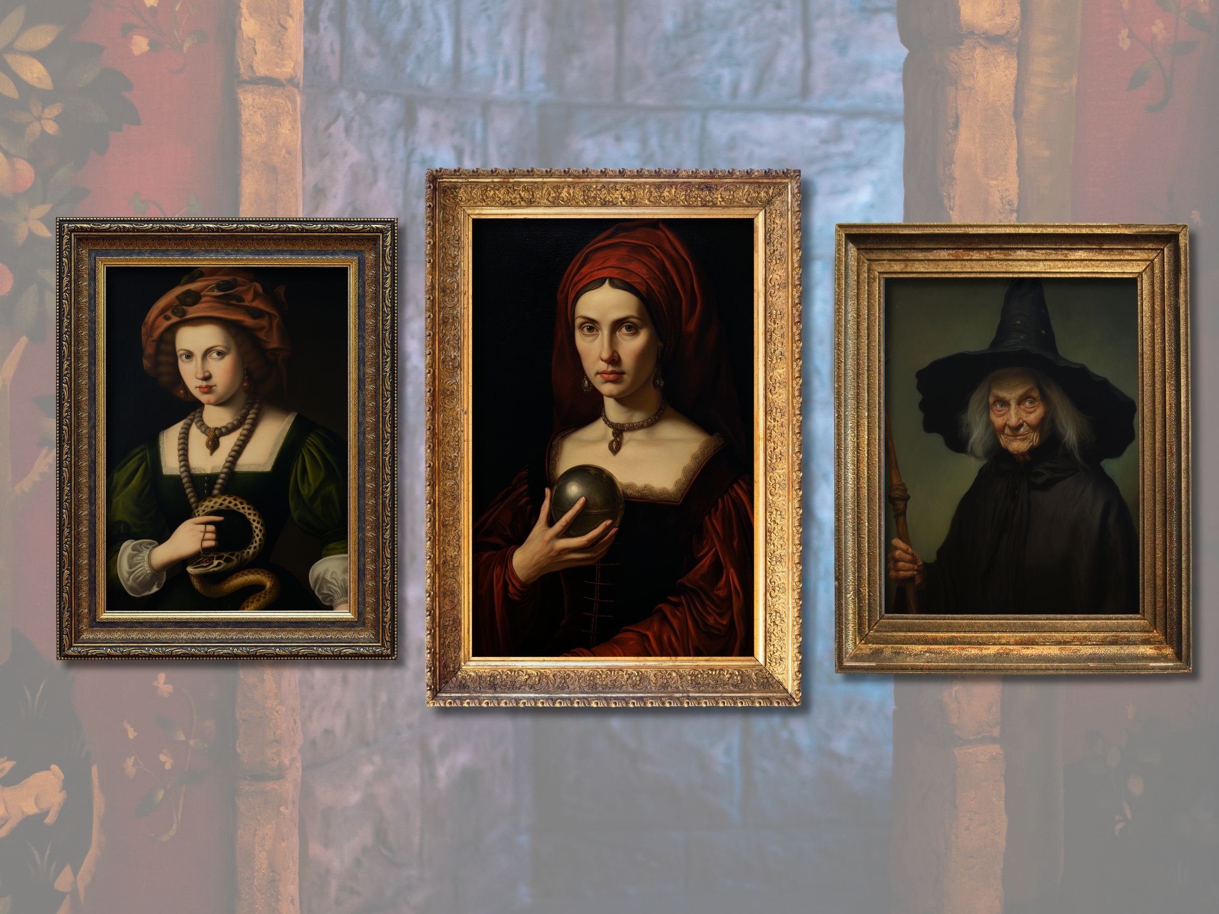 Portraits of Witches Gallery Wall Set of 9 Vintage Printable - Etsy
