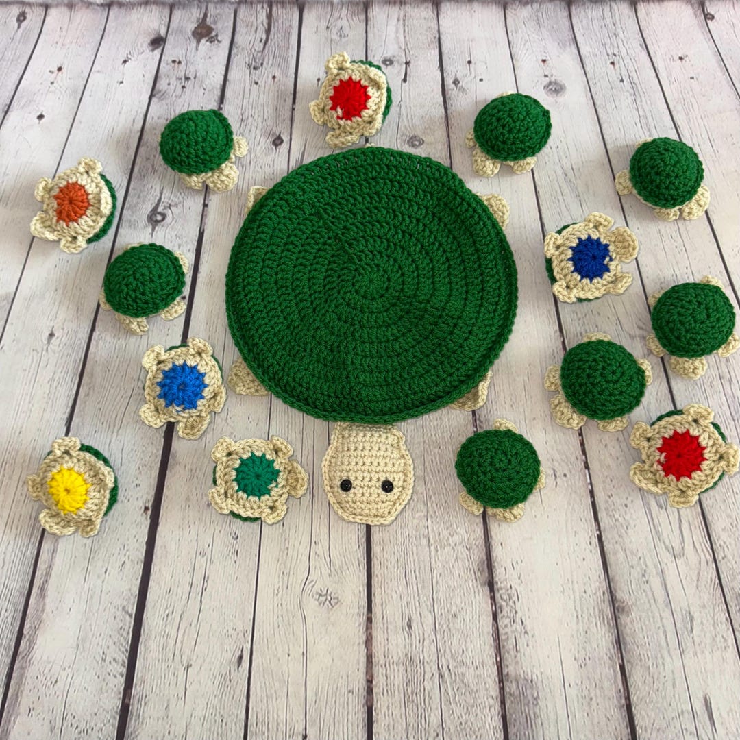Handmade Crochet Turtle Memory Game: Amigurumi Toy - Etsy