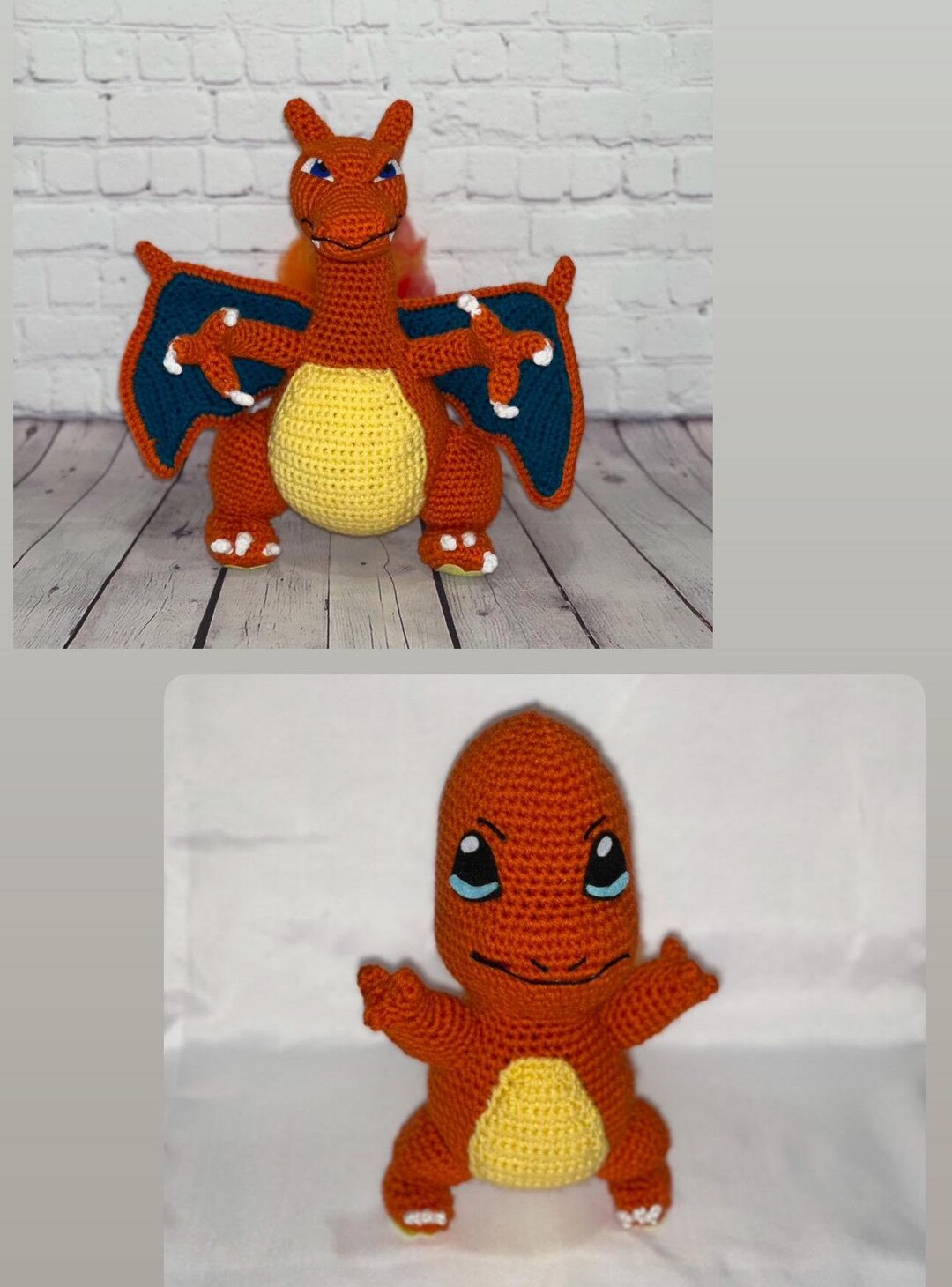 Handmade Crochet Charmander, Amigurumi Charmander. Crochet Charizard ...