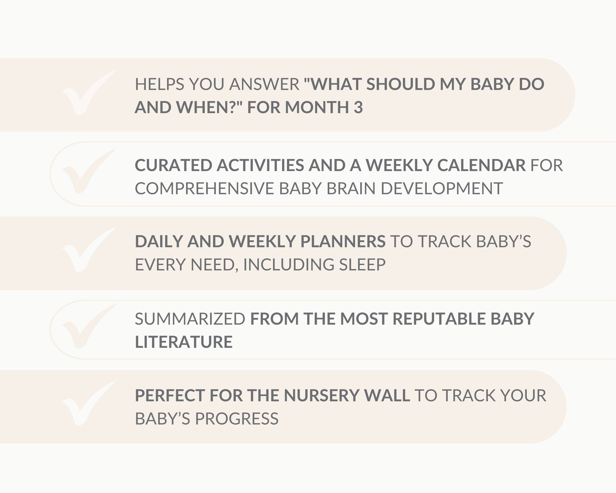Month 3 (9-12 Week) Baby Brain Development Tracker, Baby Care Log ...