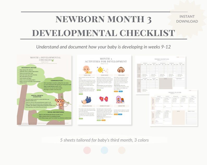 Month 3 (9-12 Week) Baby Brain Development Tracker, Baby Care Log ...