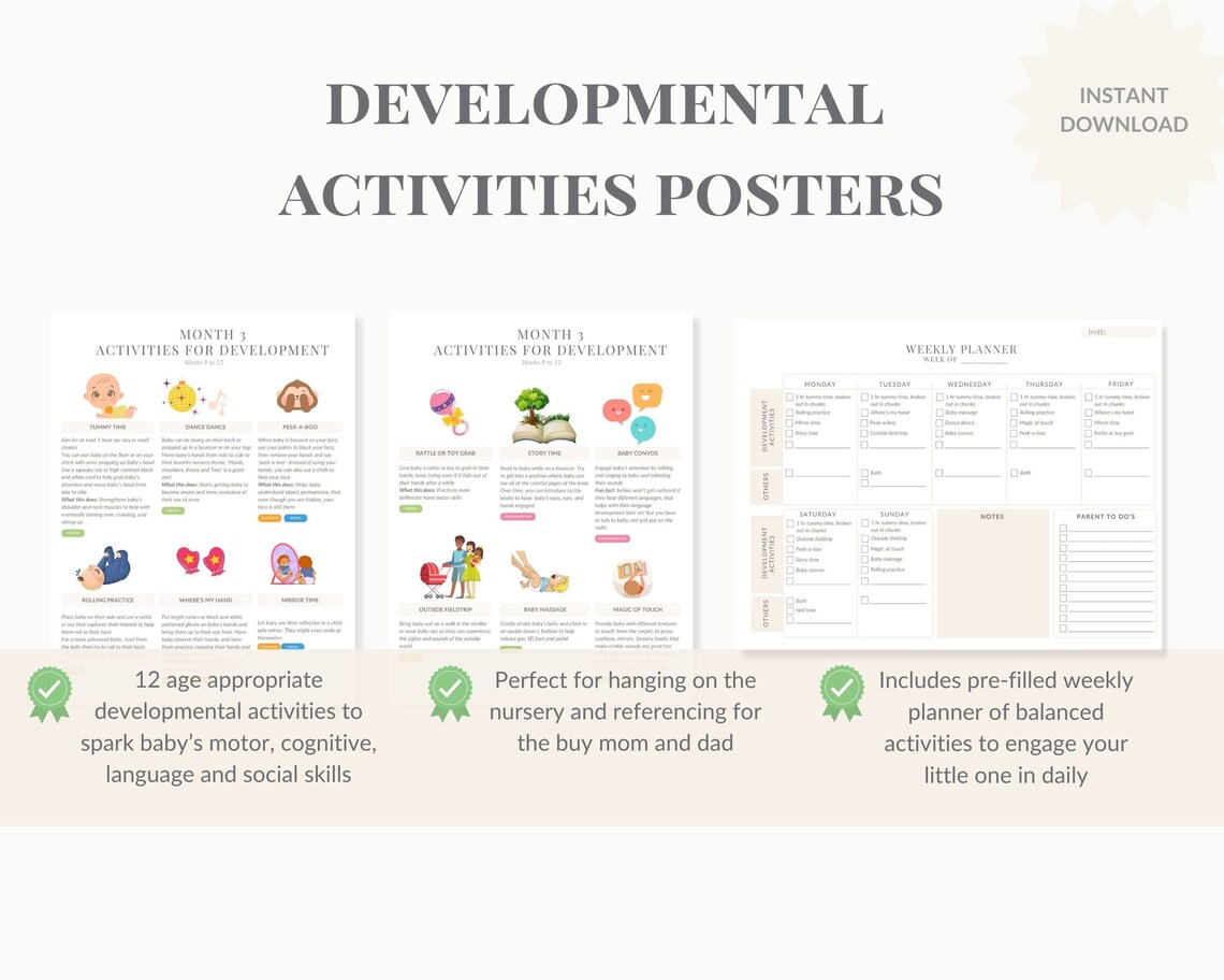 Month 3 (9-12 Week) Baby Brain Development Tracker, Baby Care Log ...