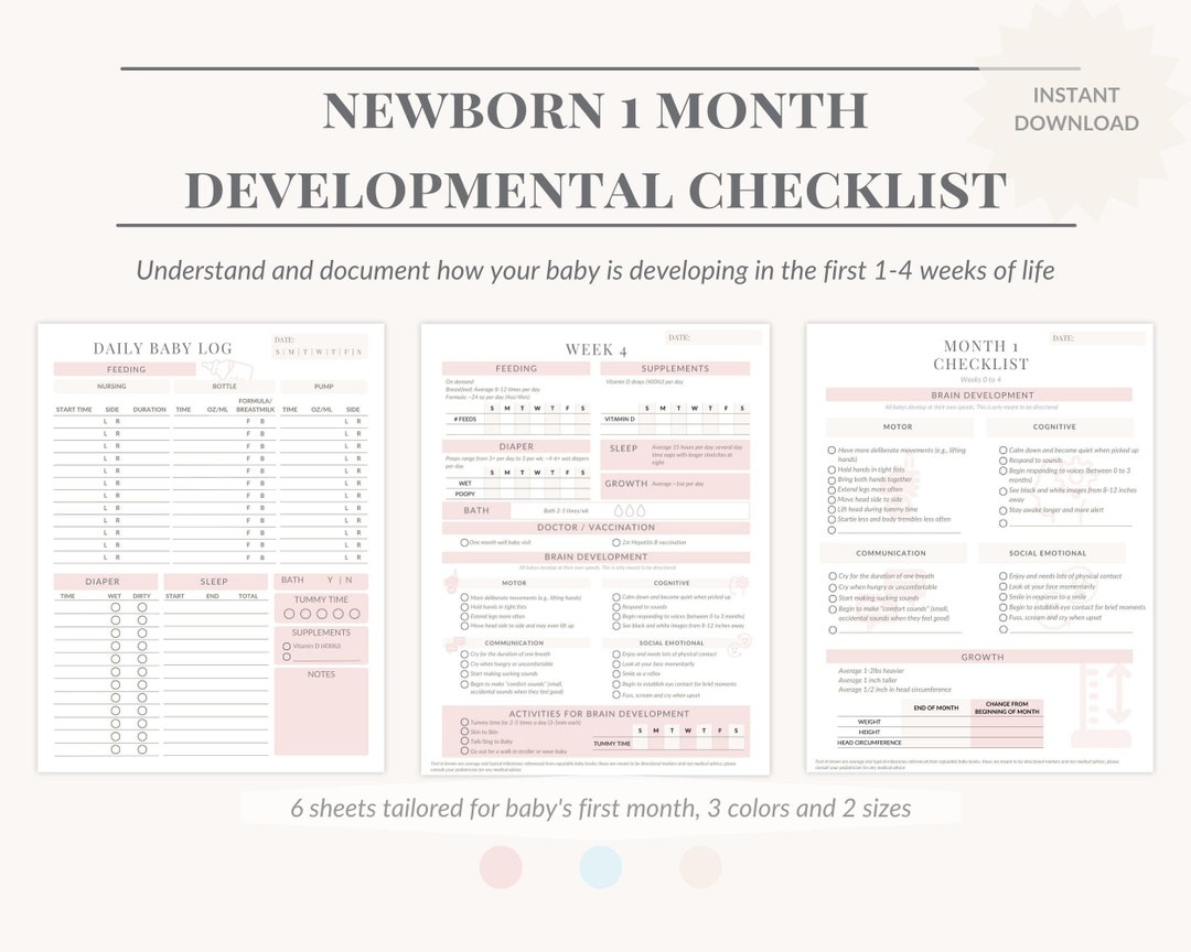 Month 1 Baby Brain Development Tracker, Baby Care Daily Log, Brain ...