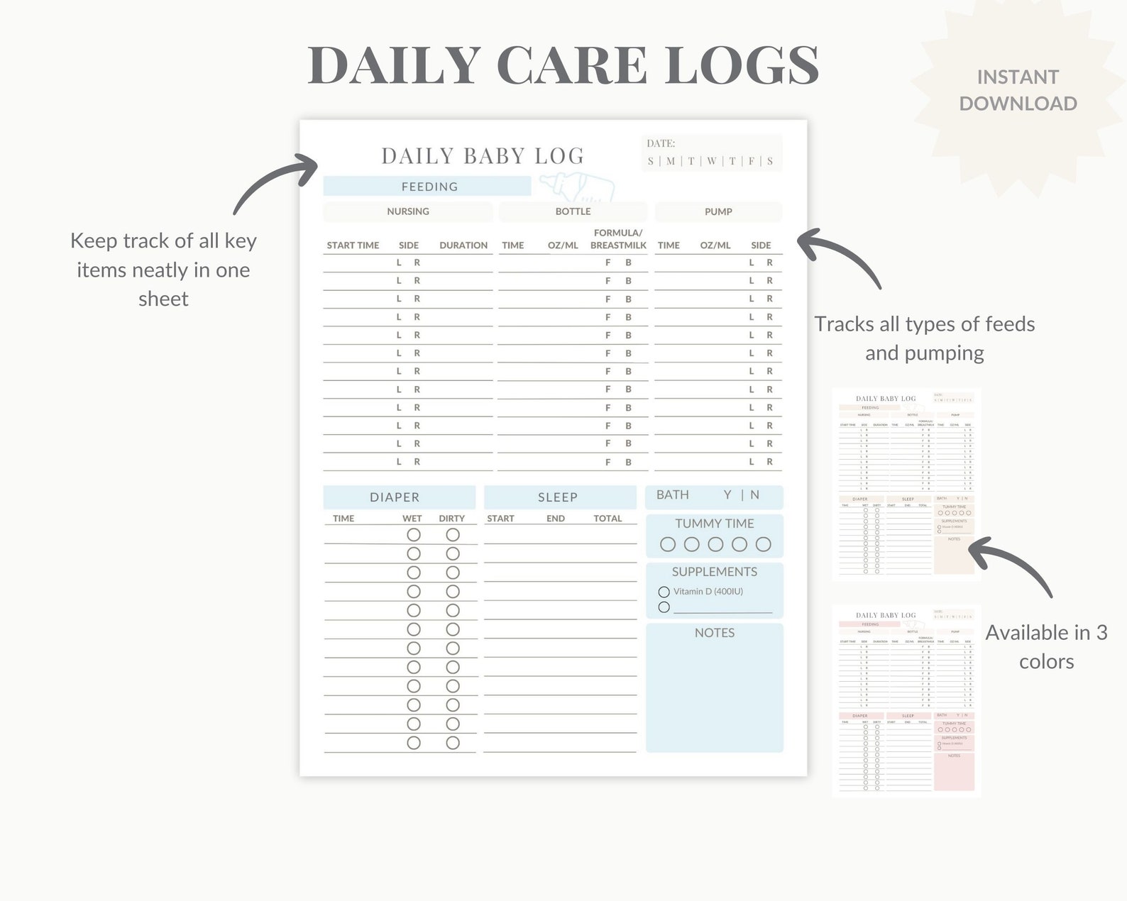 Month 3 (9-12 Week) Baby Brain Development Tracker, Baby Care Log ...