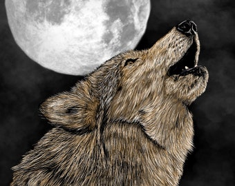 Howling Wolf Head Wall Art, Wolf Howling Modern Art, Pacific Northwest ...