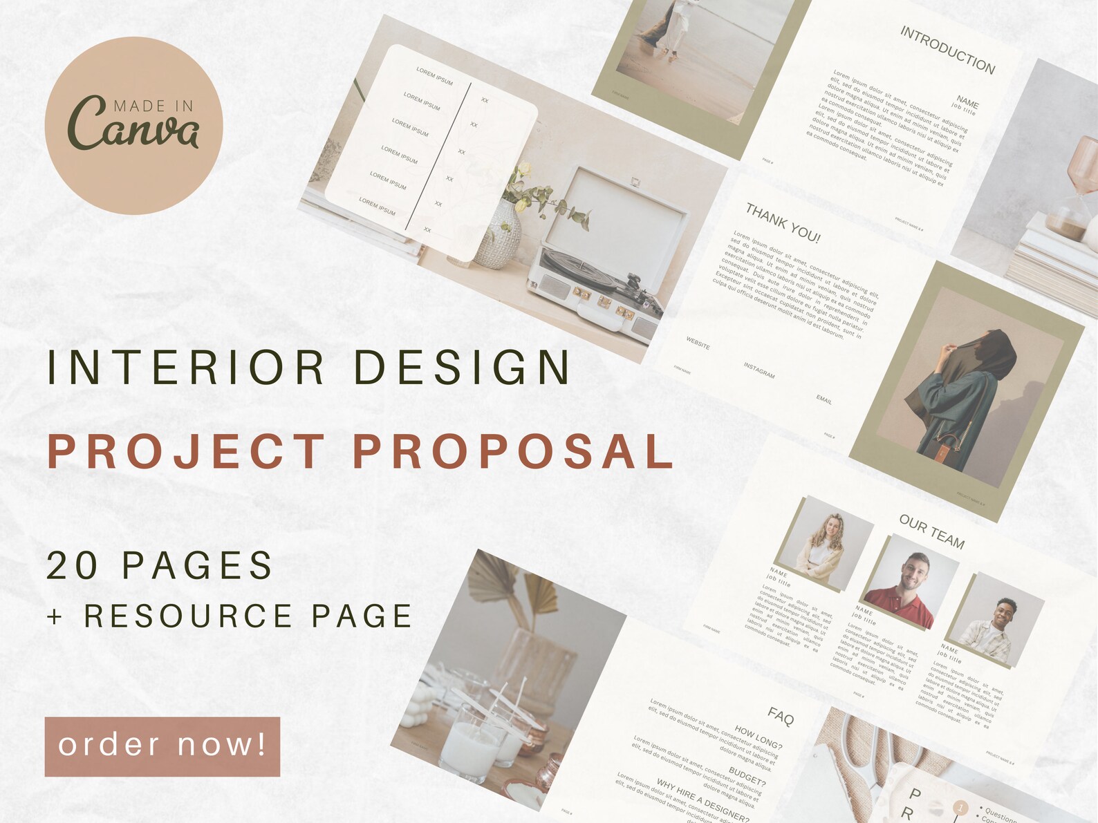 Interior Design Project Proposal Template and Portfolio | Comprehensible | Editable | Canva ...