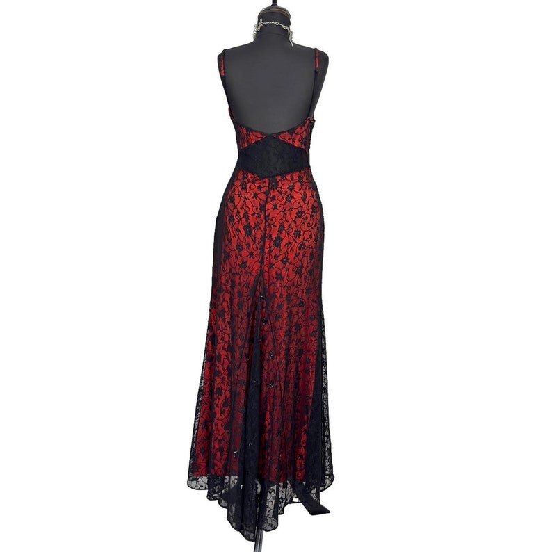 Vintage Red Goth Mesh Layered Prom Dress , Romantic Beaded Details ...