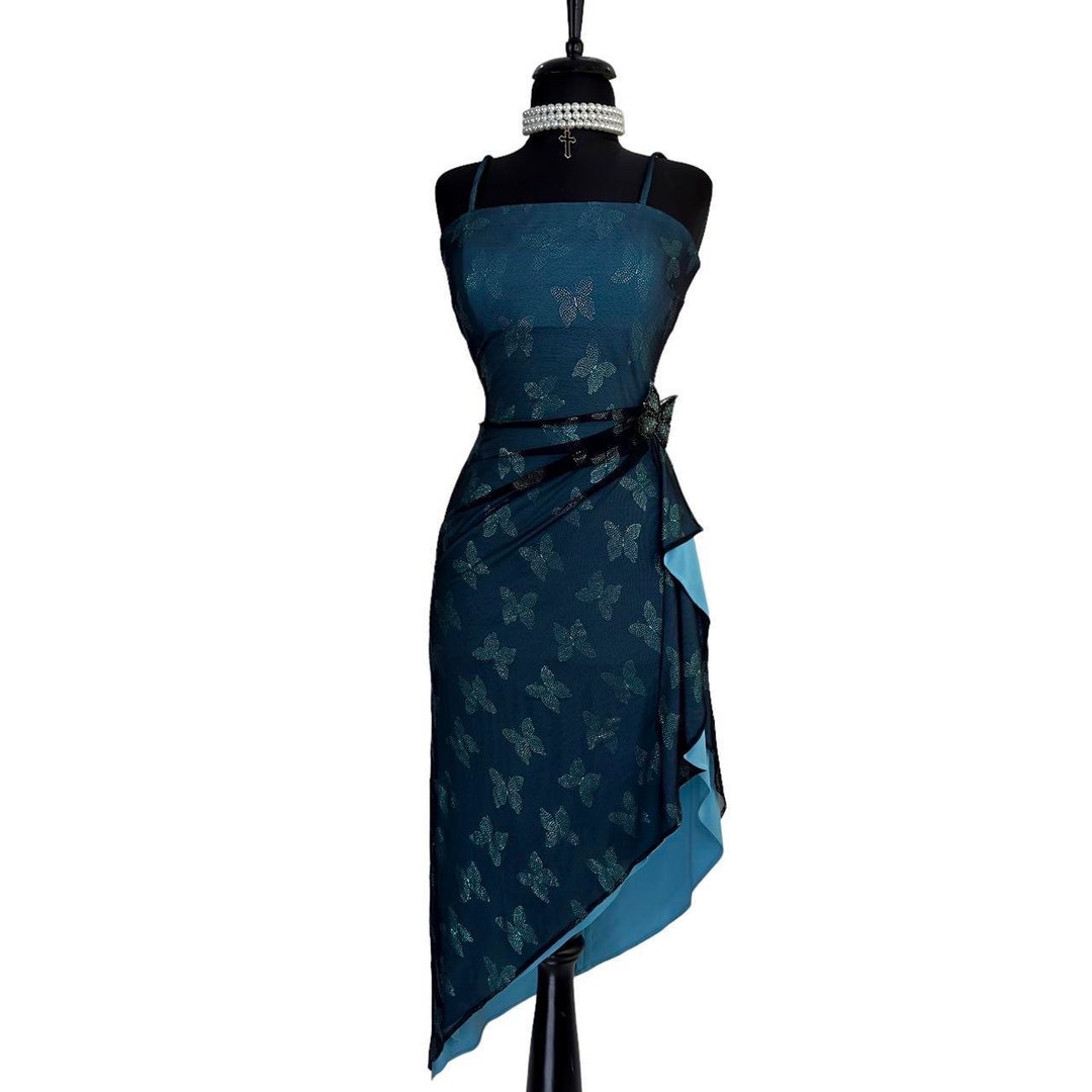 2000s Glittery Dress , Black Mesh Overlay Dress , Butterfly Dress ...