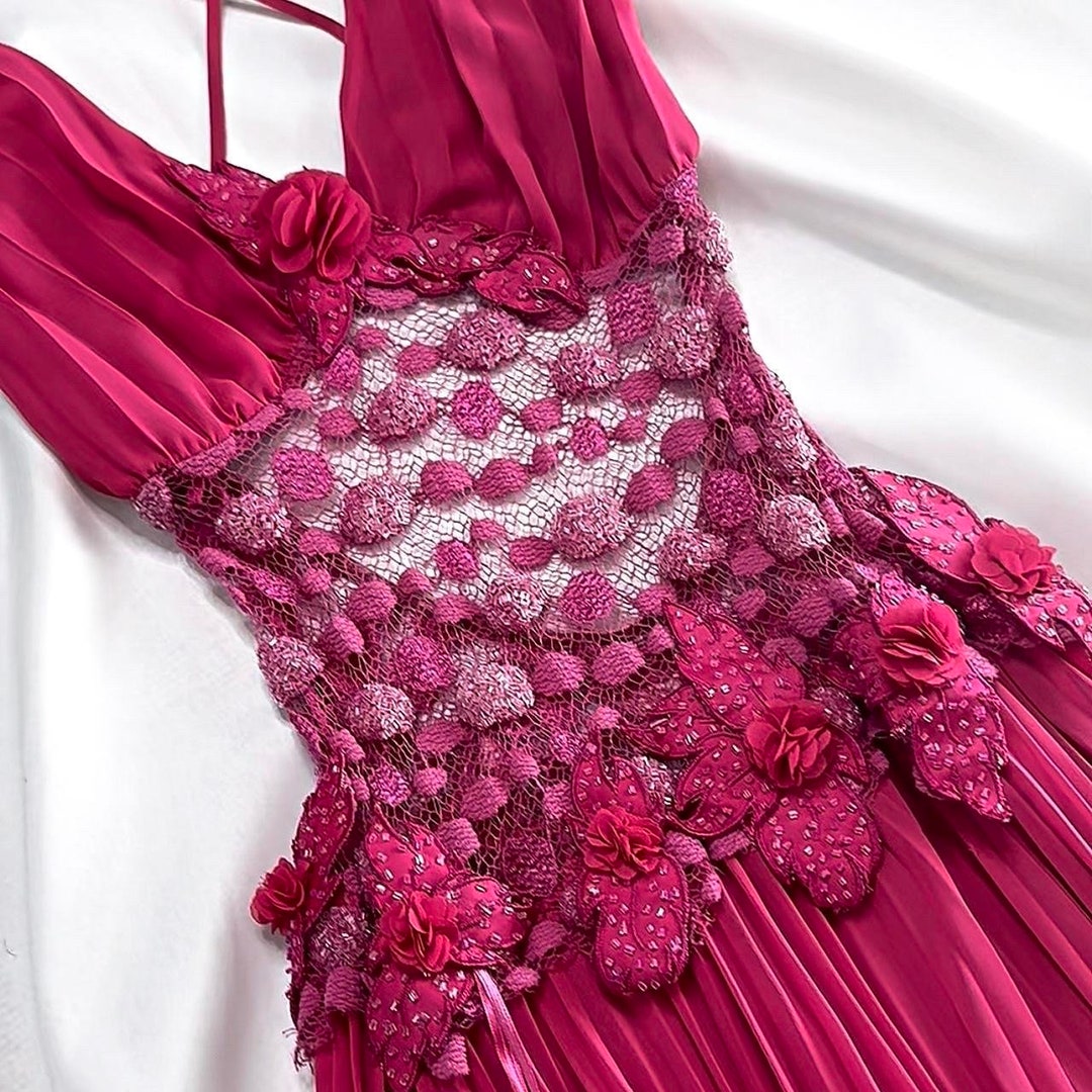 Vintage Pink Transparent Dress Vintage Pink Halter Neck Prom Dress - Etsy