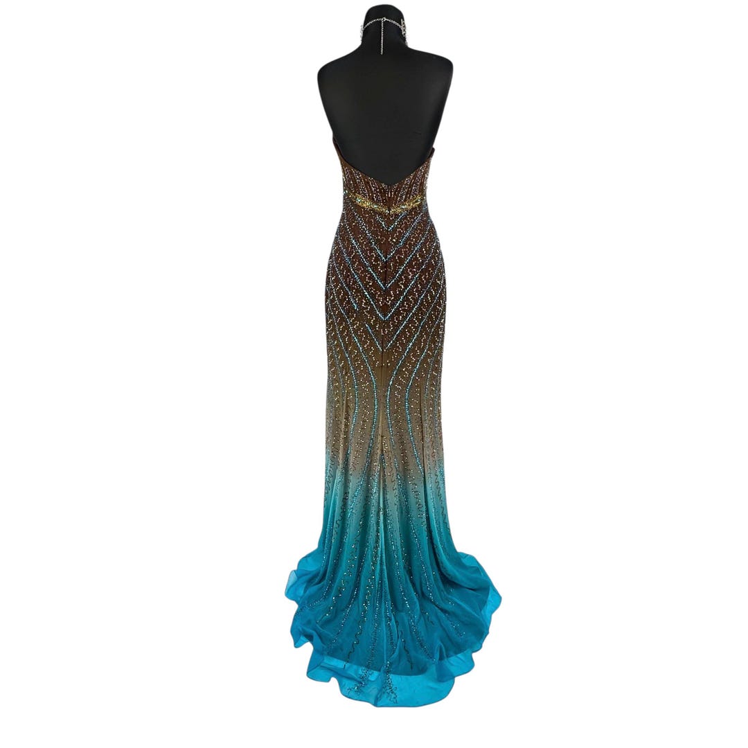 Vintage Silk Beaded Ombré Gown: Strapless Mermaidcore Maxi Dress - Etsy