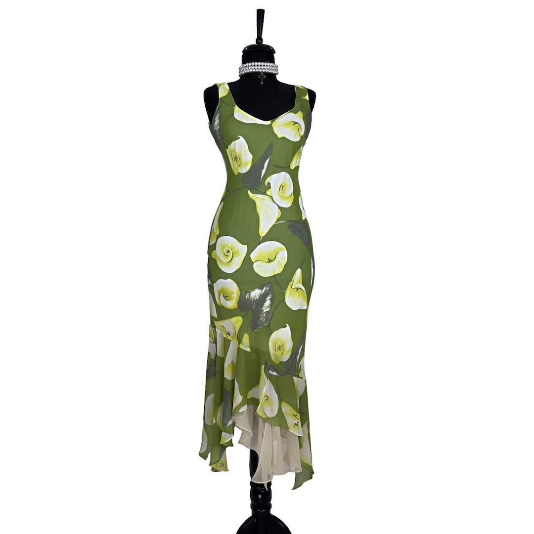 Vintage Y2K Asymmetric Dress , Floral Print 2000s Dress Size M US 8 - Etsy
