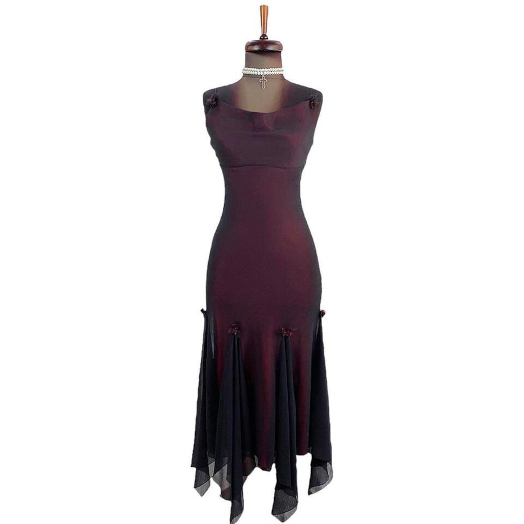 Gothic Vampire Prom Dress Chiffon Maxi Dress Asymmetrical Ballgown - Etsy
