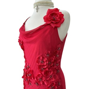 Sz M| Vintage Pink %100 Silk Siren Dress , Beaded Embellishment Maxi ...