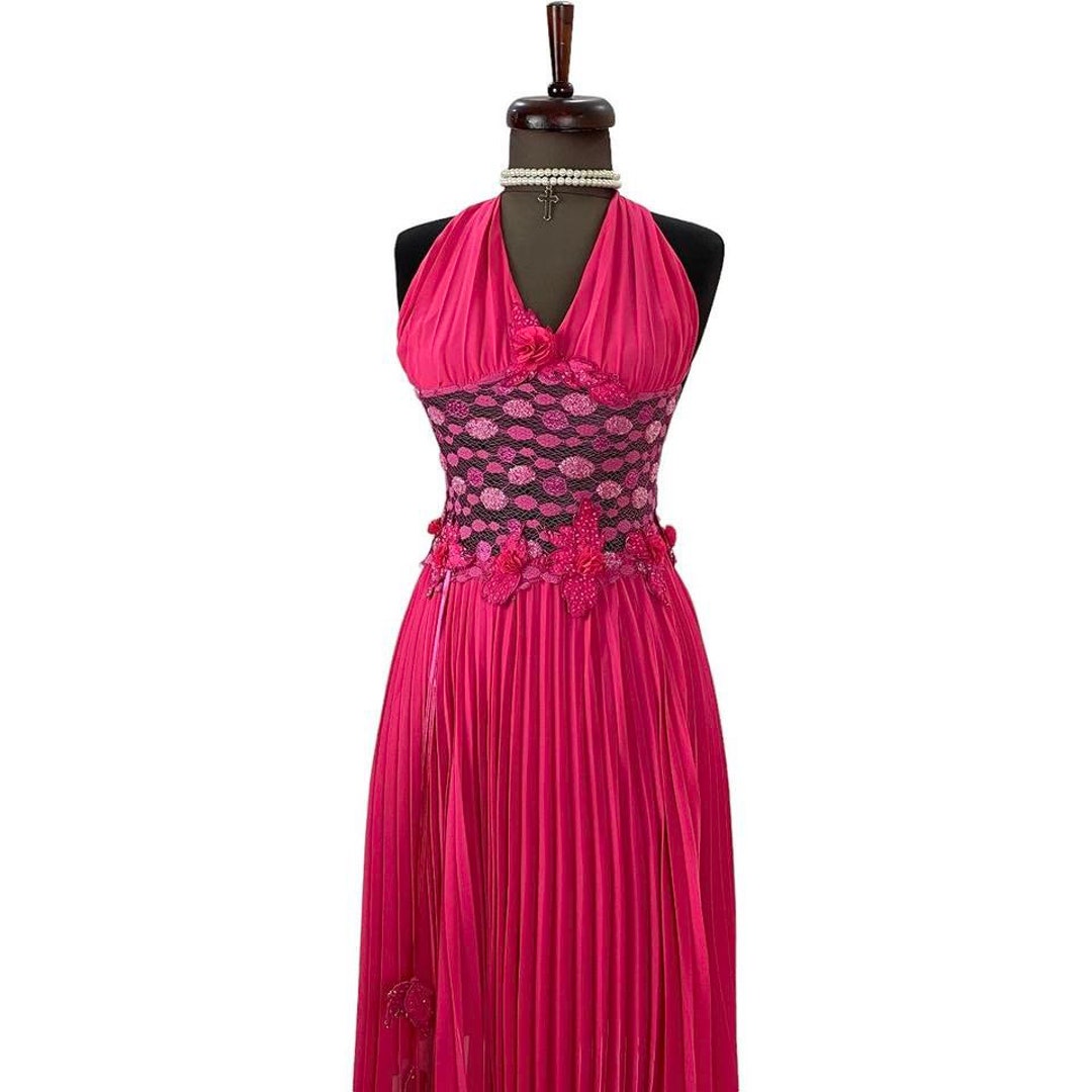 Vintage Pink Transparent Dress Vintage Pink Halter Neck Prom - Etsy