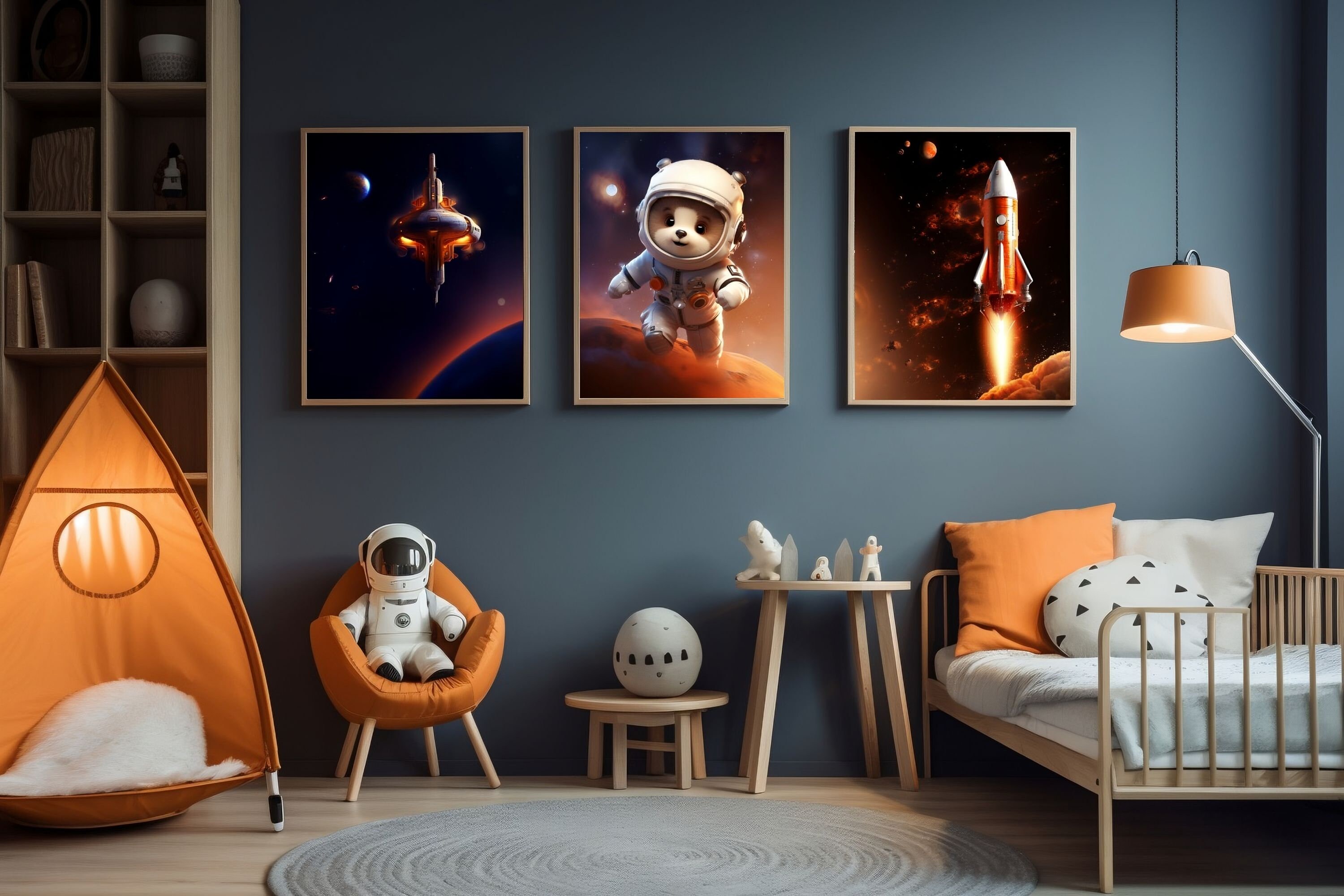 Stellar Wall Art Prints for Space Themed Room Set of 4: Bear Astronaut ...