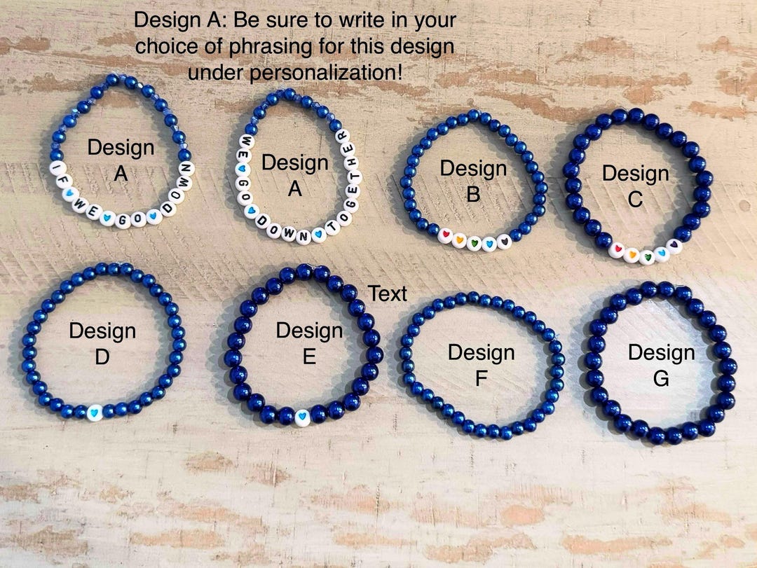 Personalized Blue Friendship Bracelet Set: Beaded Sisterhood Jewelry ...