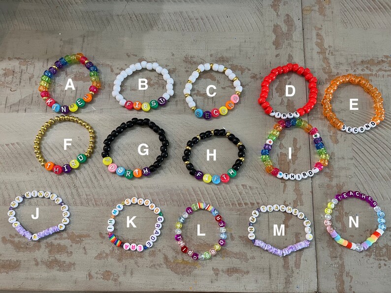 Grade Level Bracelets, School Bracelets, Teacher Bracelet, Student Gift ...