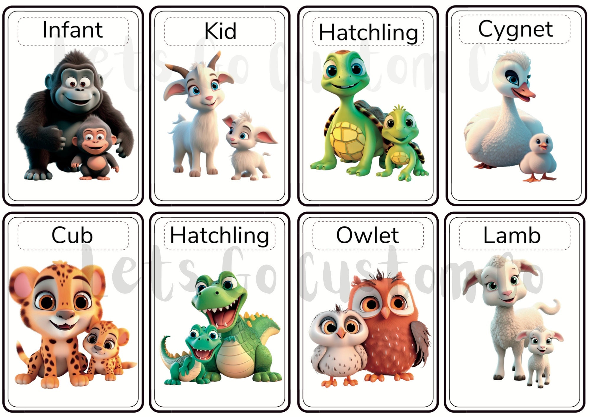 Animals Flashcards for Kids, Suitable for Kindergarten PDF Printable ...