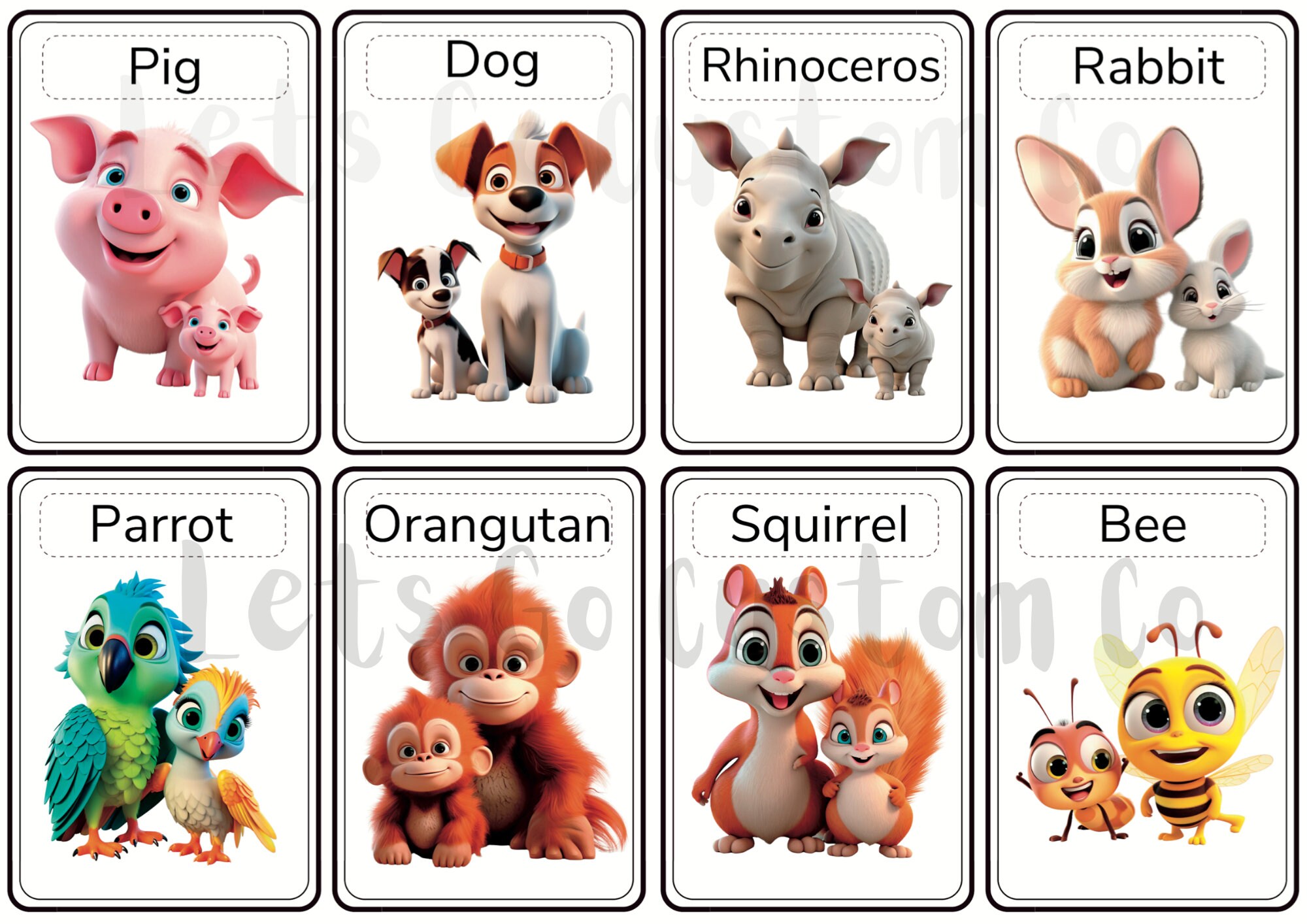 Animals Flashcards for Kids, Suitable for Kindergarten PDF Printable ...