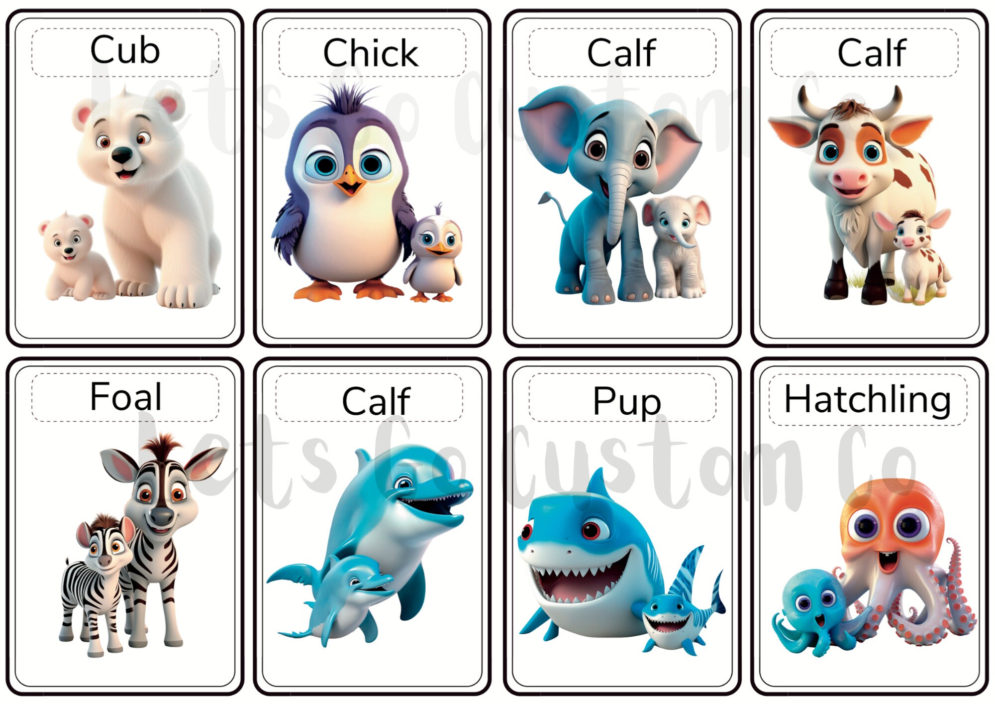 Animals Flashcards for Kids, Suitable for Kindergarten PDF Printable ...