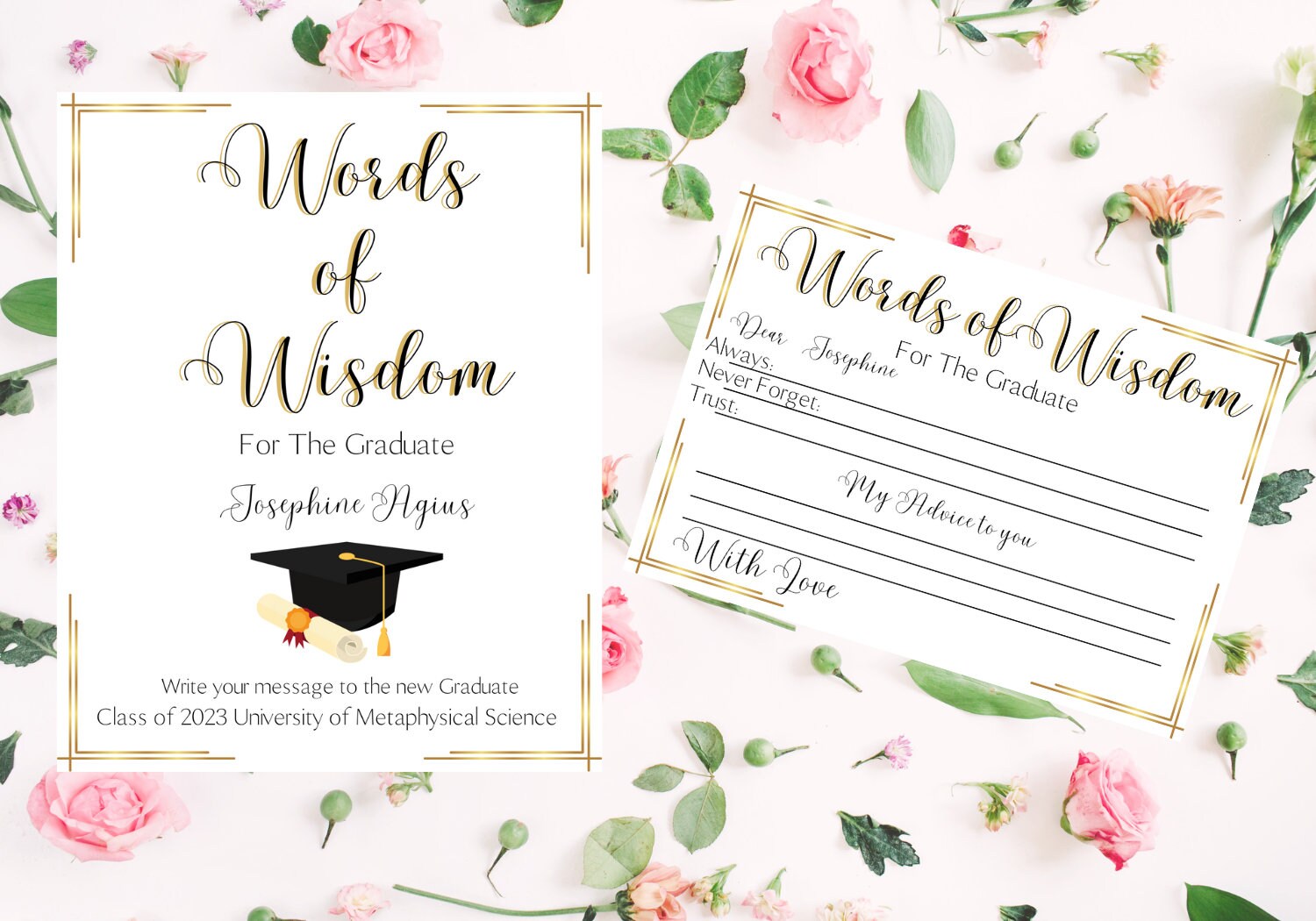 Graduation Words of Wisdom Sign Template, Wisdom for the Graduate Sign ...