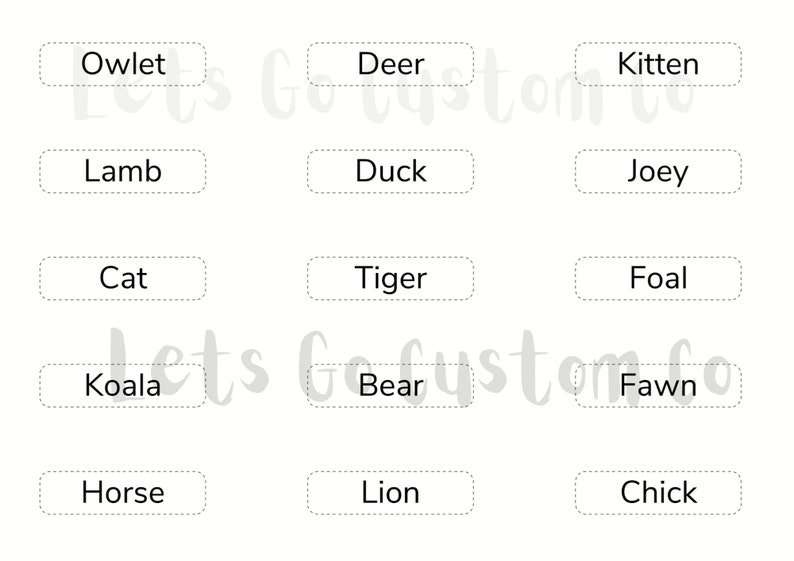 Animals Flashcards for Kids, Suitable for Kindergarten PDF Printable ...
