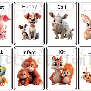 Animals Flashcards for Kids, Suitable for Kindergarten PDF Printable ...