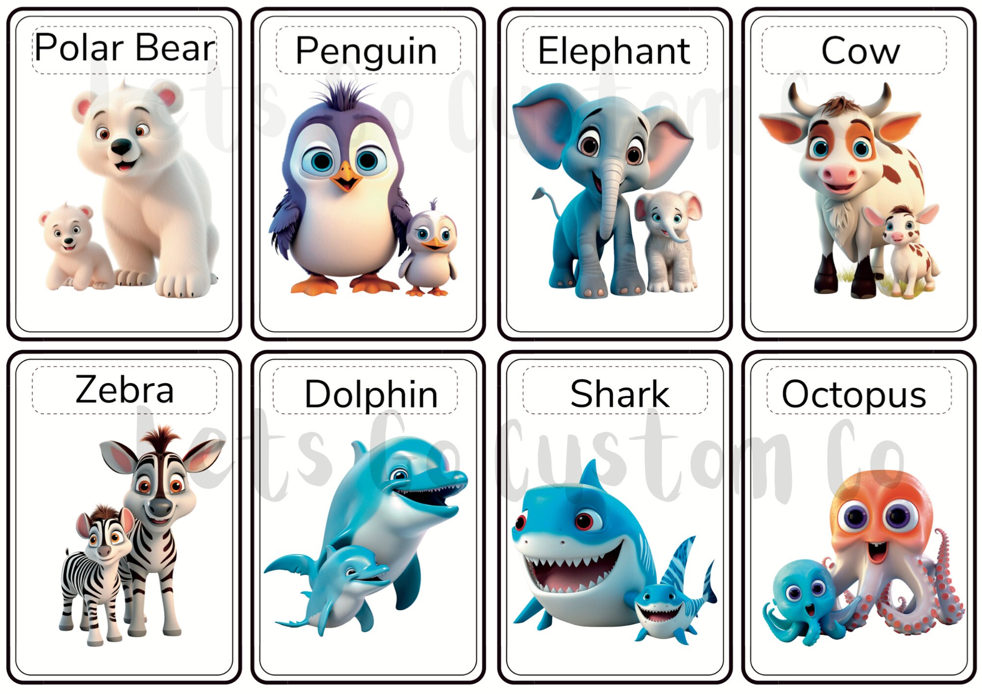 Animals Flashcards for Kids, Suitable for Kindergarten PDF Printable ...