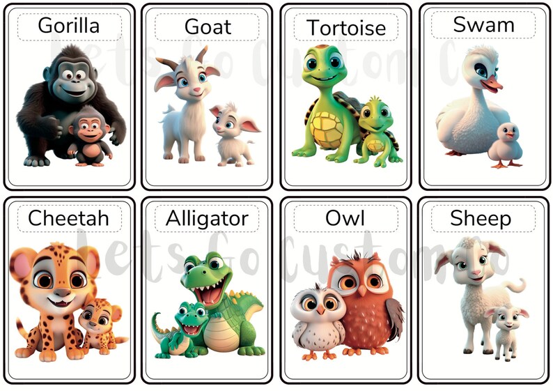 Animals Flashcards for Kids, Suitable for Kindergarten PDF Printable ...