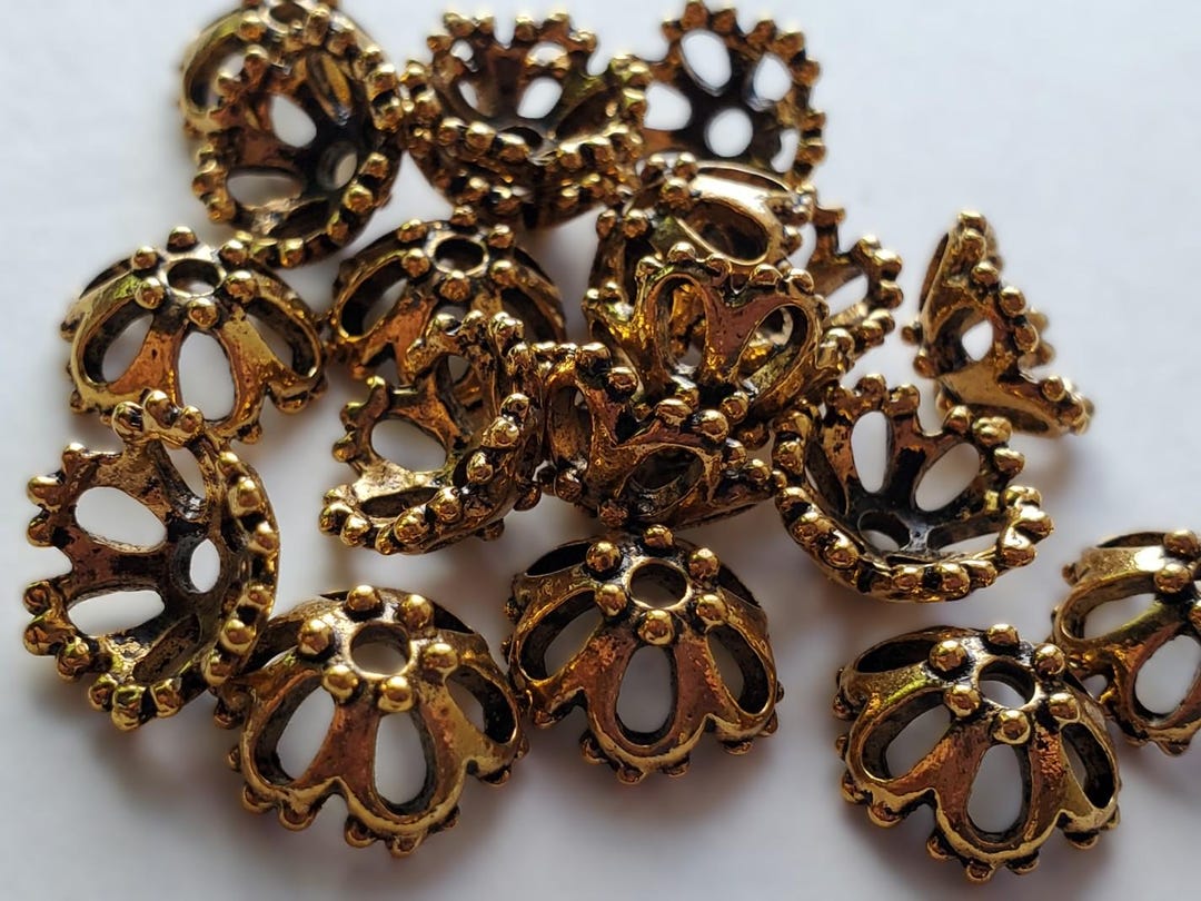 20 Small Metal Bead Caps EB131 - Etsy