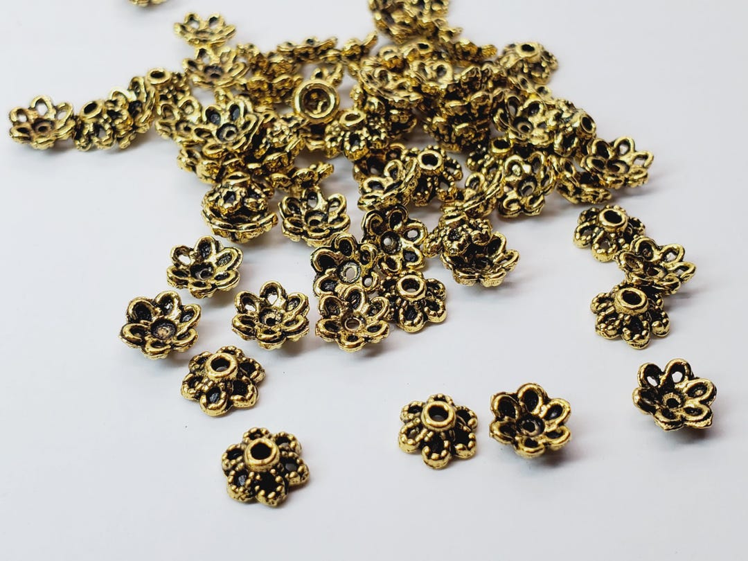 30 Tiny Metal Bead Caps 6mm EB222 - Etsy