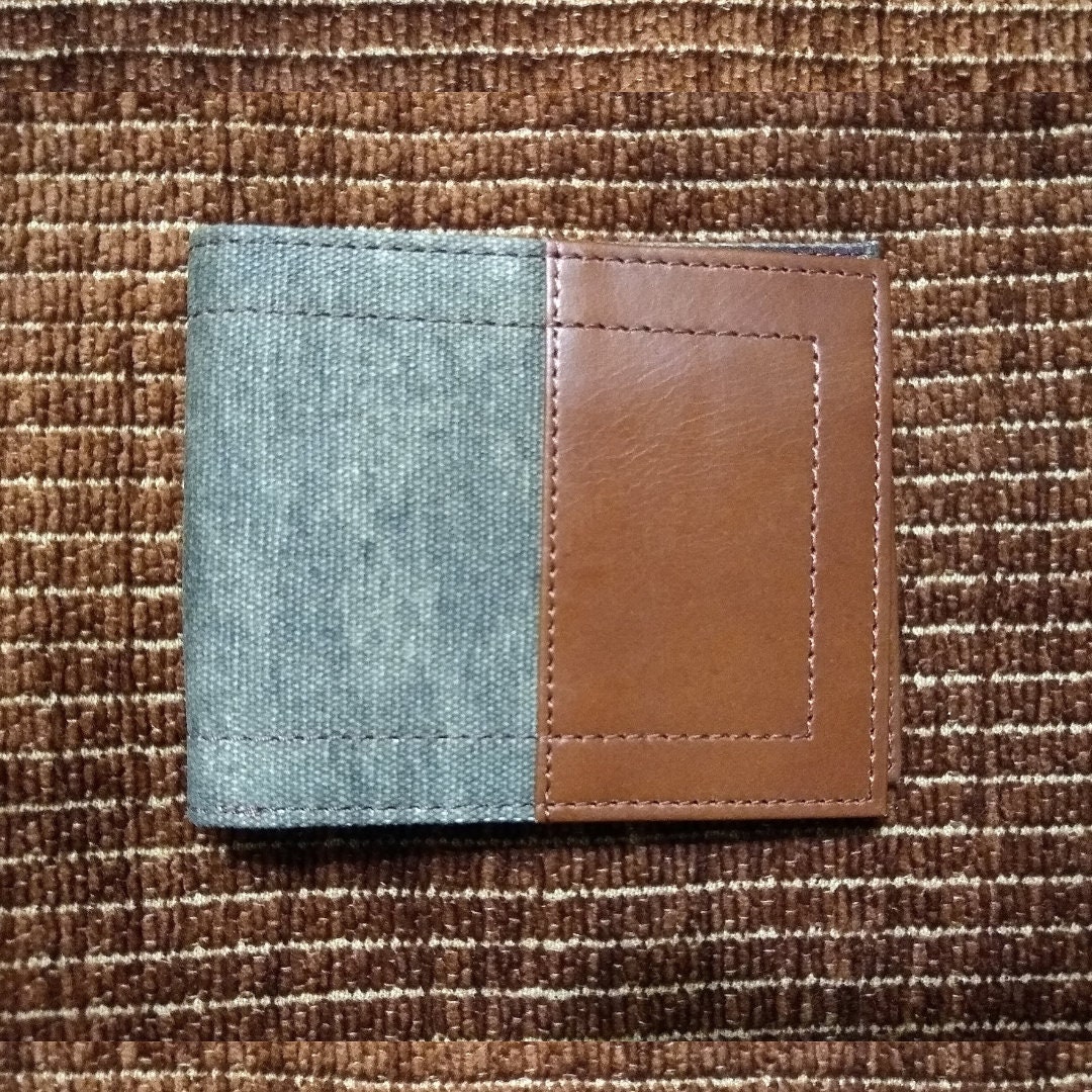 Minimalist Wallet, Men's Handmade Leather Wallet, Thin Leather Canvas ...