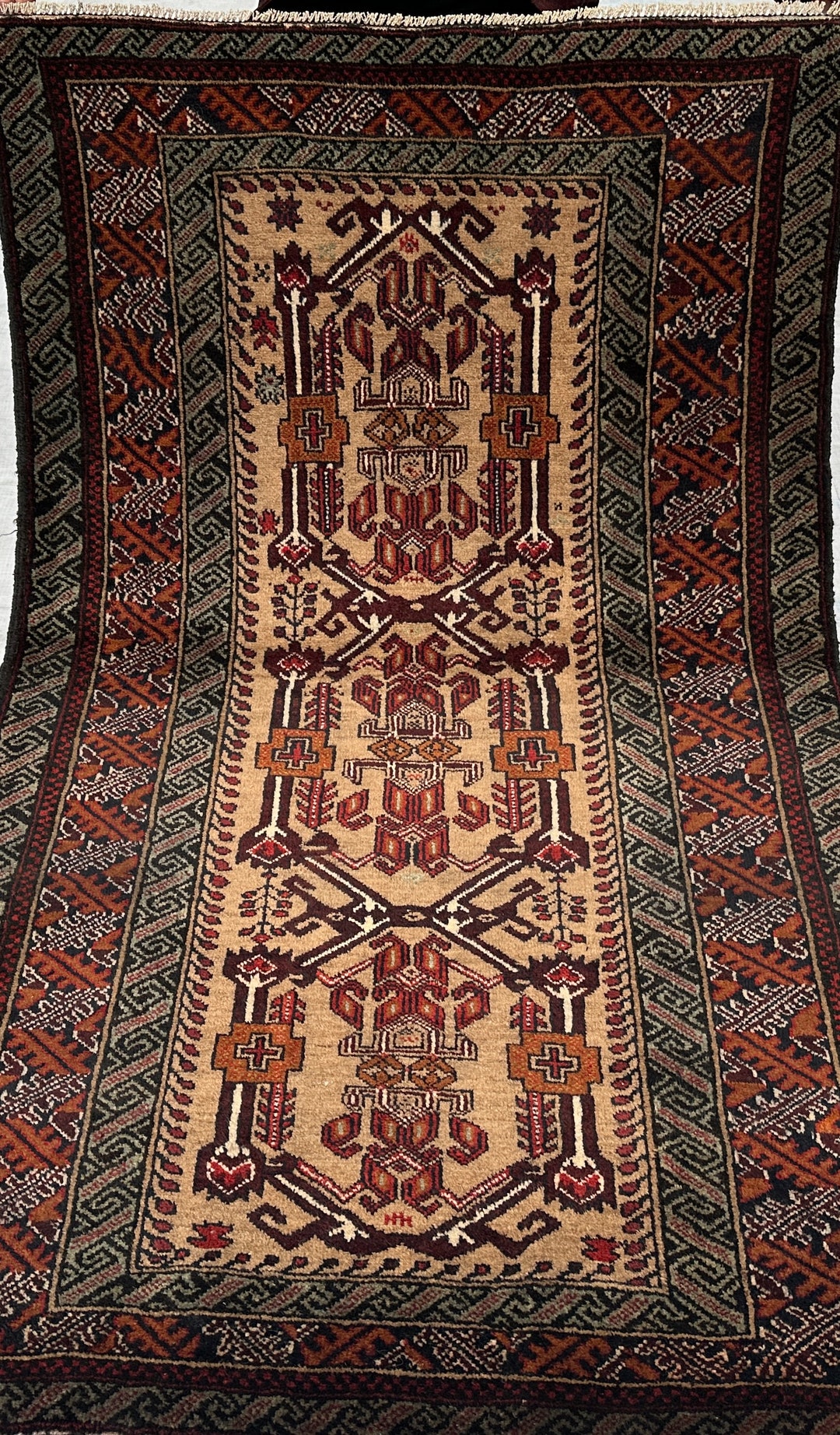 3x5 Turkmen Baloch Design Vintage Rug-old Area Rug-washable Old Rug ...