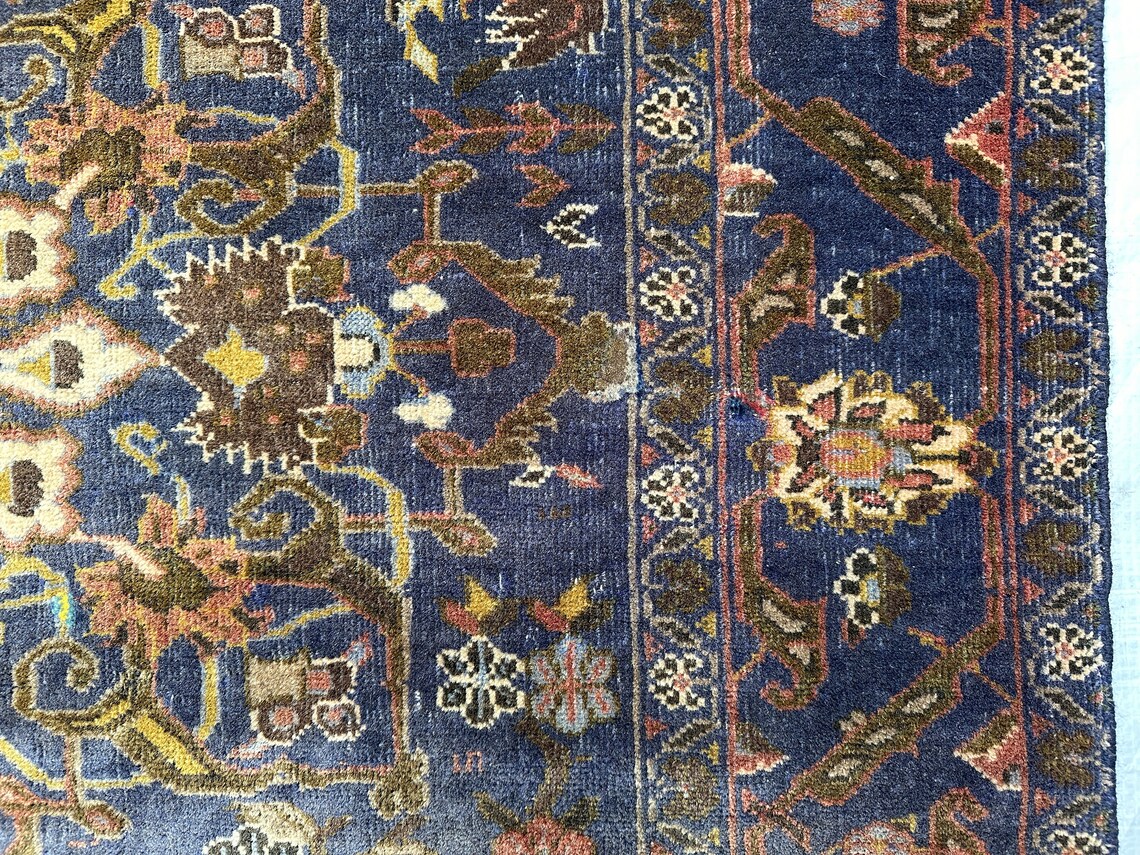 4x7 Low Pile Antique Small Area Rug-woolen Dyes Rug-turkmen Vegetable ...