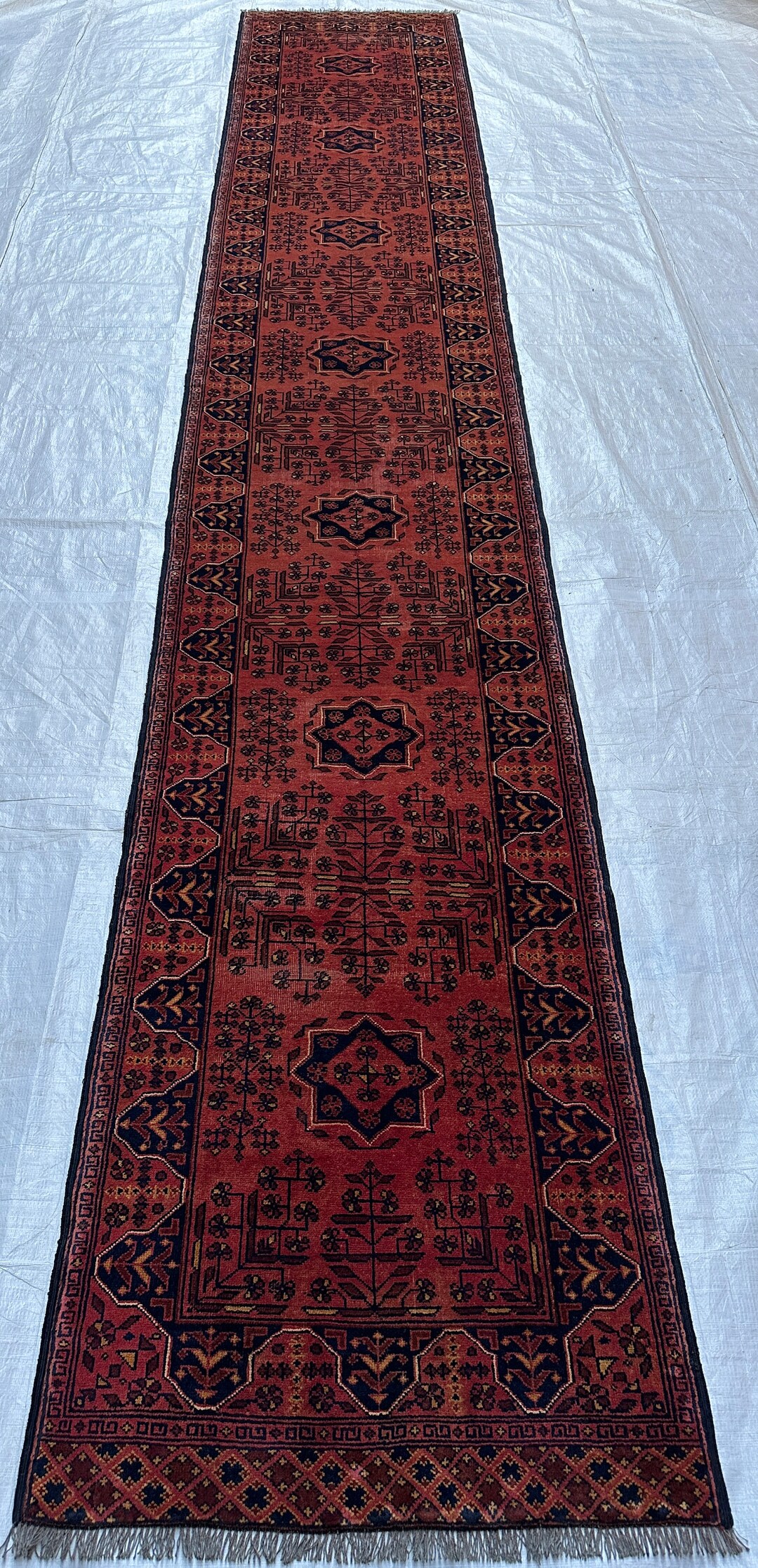 3x16 Low Pile Bukhara Runner Rug - Afghan Hand Knotted Antique Runner ...