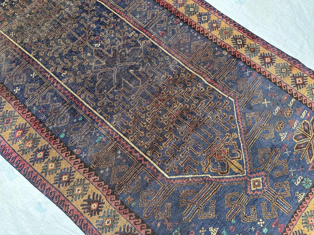 4x7 Low Pile Antique Area Rug Natural Dye Wool Rug Afghan Handmade High ...
